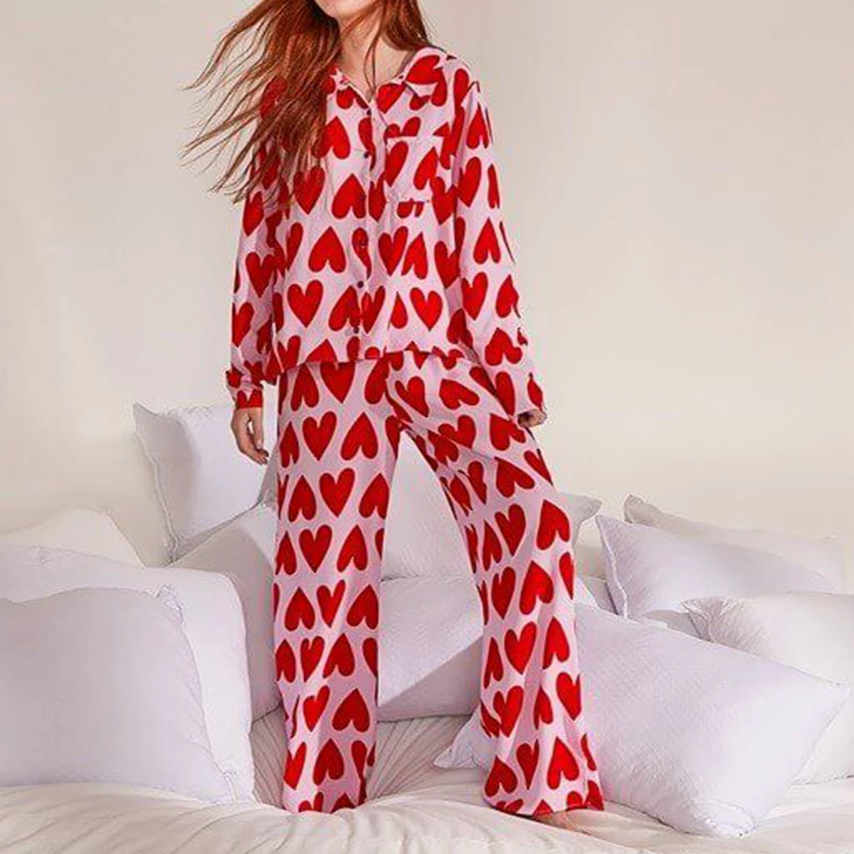 Buy Women’s 2 Piece Heart All-over Pyjamas Set - Shop Now